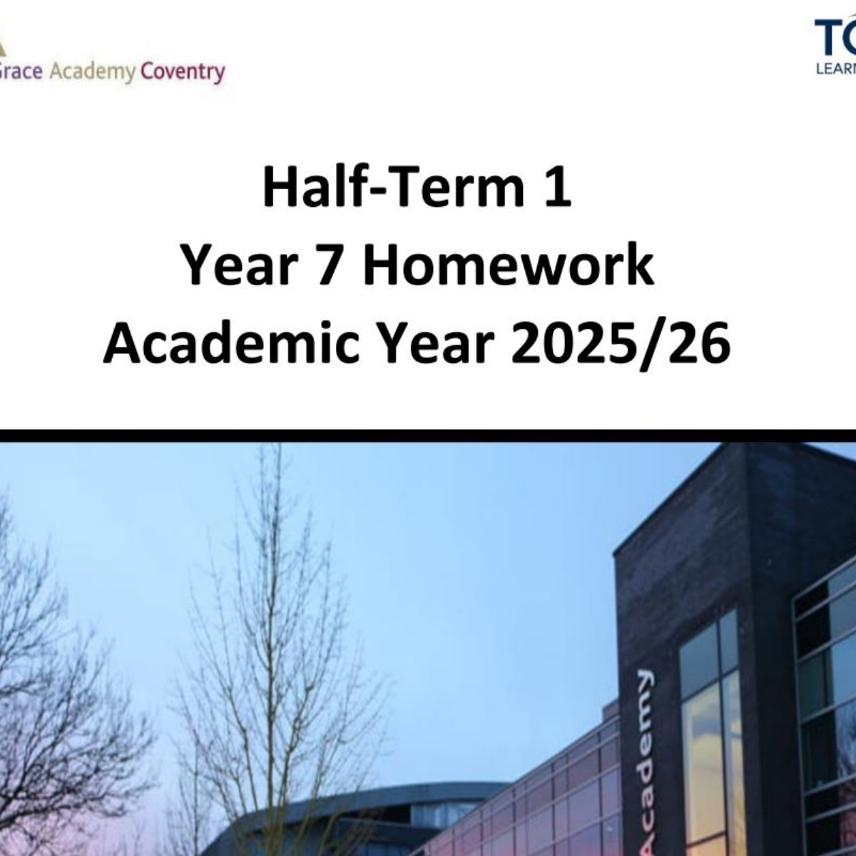 Grace Academy Coventry - Years 7, 8 & 9 Homework Term 1.1
